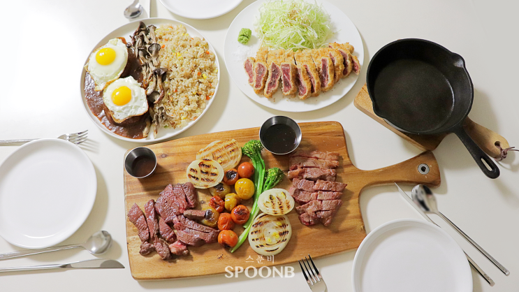 스테이크 And 치즈 함박스테이크 And 규가츠로 즐기는 홈파티요리 간편하게 만들어보세요 W 프레시지 밀키트 네이버 블로그