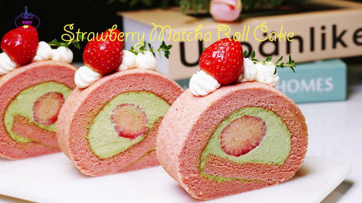 말차 우유 크림 듬뿍 딸기 롤케이크 만들기 : 네이버 블로그