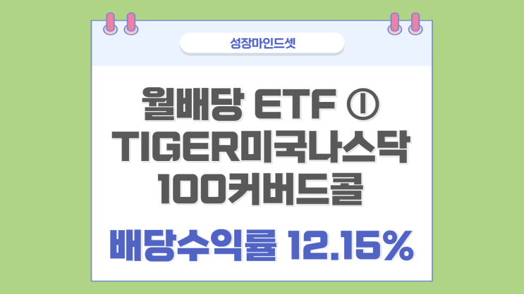 연12% 괴물배당 TIGER미국나스닥100 커버드콜 - 한국형QYLD, 월배당 ETF ⓛ : 네이버 블로그