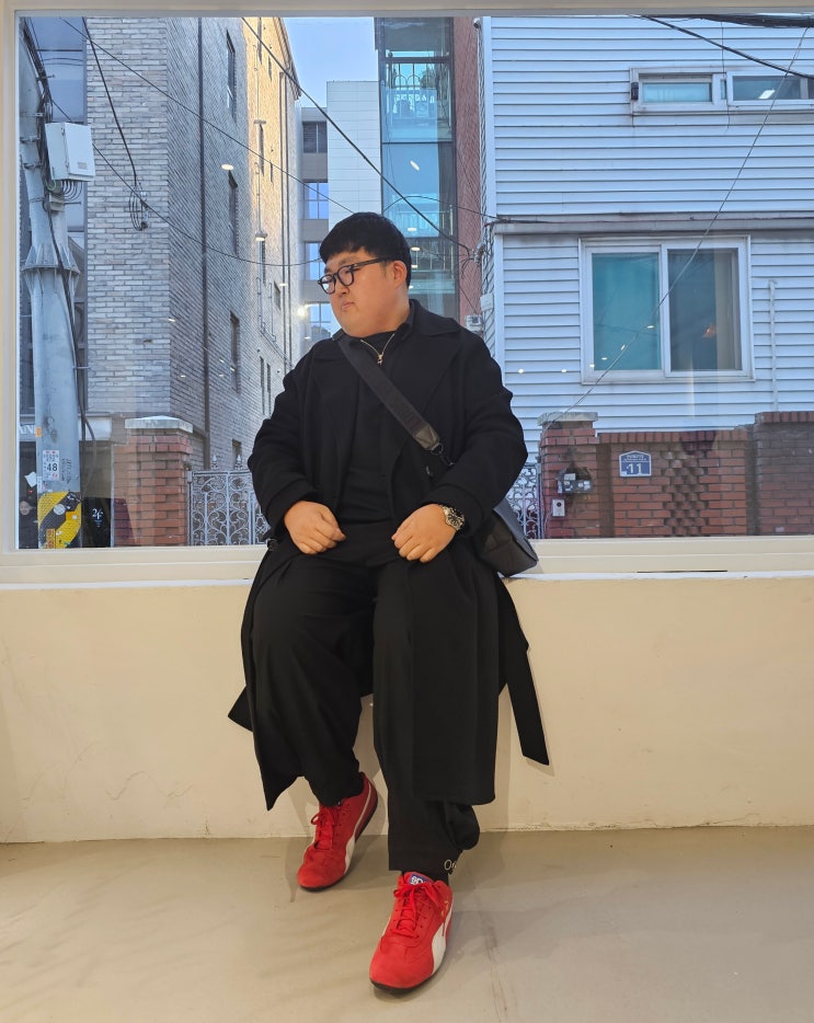 뚱뚱한남자 겨울 데일리룩 패션 푸마 스피드캣과 함께한 겨울 코트 코디 네이버 블로그