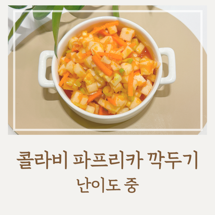 맛과 영양 꽉 잡은 맵지 않은 콜라비 파프리카 깍두기 만드는 법 맛있는 아기김치 네이버 블로그