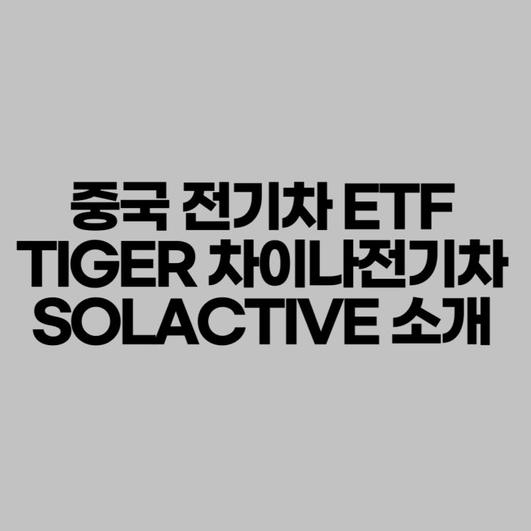 중국 전기차 ETF TIGER 차이나전기차SOLACTIVE 주가, 전망 : 네이버 블로그