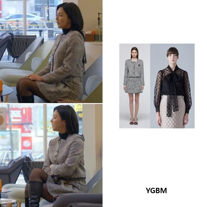 [하연주] 스타패션 피도눈물도없이 하연주패션 트위드셋업 블랙리본 시스루블라우스 #YGBM : 네이버 블로그