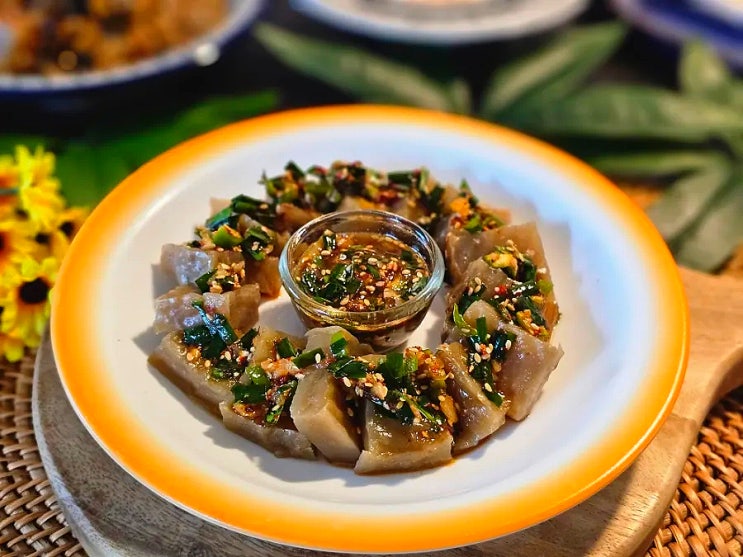 도토리 가루리 도토리묵 맛있게 만드는 법 부추 간장 양념 간단한 반찬 네이버 블로그