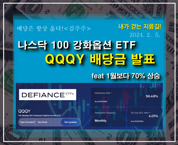 커버드콜 QQQY ETF 2월 배당금 발표(배당금 많이 올랐네요!) : 네이버 블로그