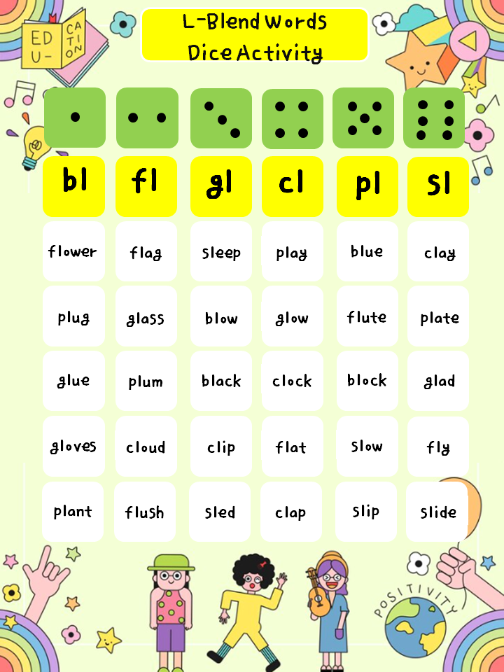 파닉스 L-Blend Words Dice Activity (자음과 L이 함께 조합되어 있는 단어를 익히는 주사위 활동 ...