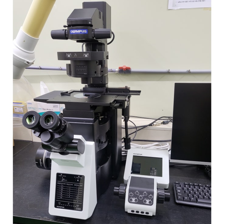 올림푸스 IX83 & DP75 전동 도립 현미경 및 형광 카메라 세트 ( OLYMPUS IX83 / OLYMPUS DP75 ...