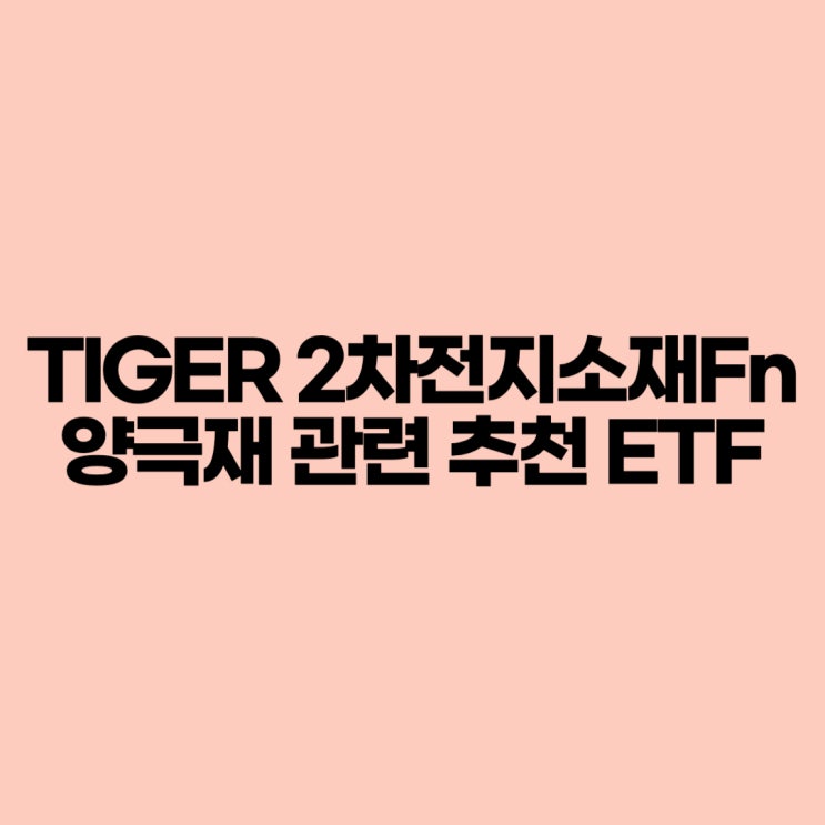 TIGER 2차전지소재Fn 양극재 관련 추천 ETF : 네이버 블로그