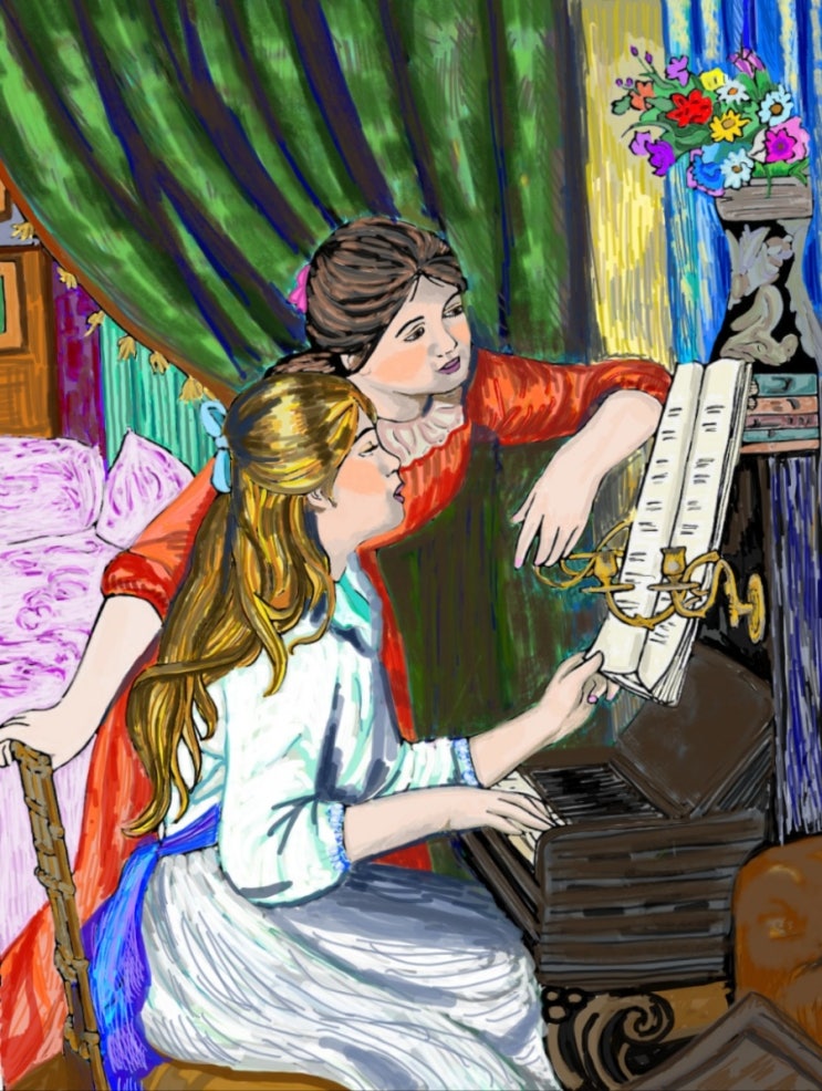 르누와르 피아노치는소녀 르느와르 renoir piano 그림 painting : 네이버 블로그