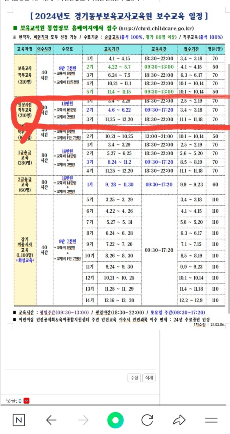 어린이집 원장 사전직무교육 원장사전직무교육 기간 및 비용 네이버 블로그