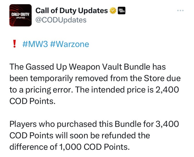 콜 오브 듀티: 모던 워페어 III | 워존 - Gassed Up 볼트 번들 가격 조정 : 네이버 블로그