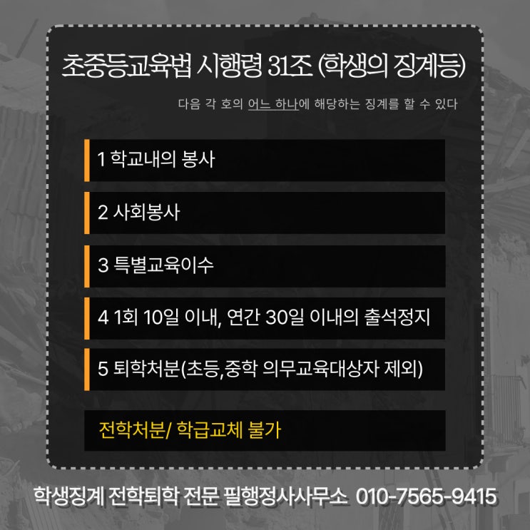 고등학교 선도위원회 학칙위반 출석정지 특별교육으로 감경받은 사례 근태불량 불손한 언행 교사 지시 불이행 흡연 벌점누적 학생생활