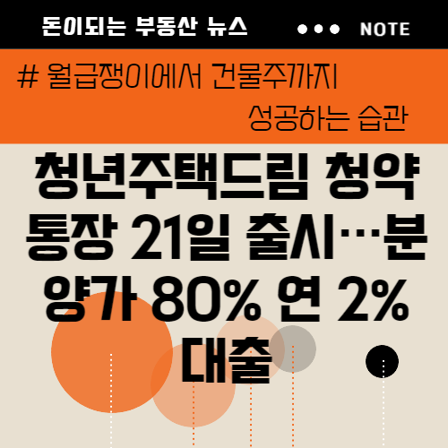 청년주택드림 청약통장 21일 출시 분양가 80% 연 2% 대출 : 네이버 블로그