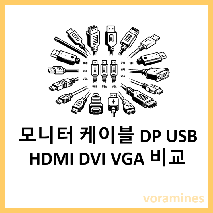 모니터 케이블 DP USB-C Thunderbolt HDMI DVI VGA 타입 비교 : 네이버 블로그