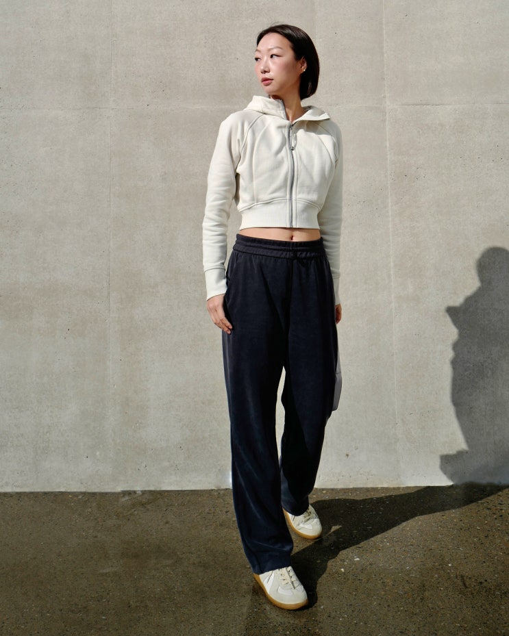 룰루레몬 소프트스트림 데일리 팬츠 & 스쿠바 크롭 집업 상의 데일리룩♩ 착용감, 사이즈 후기! : 네이버 블로그