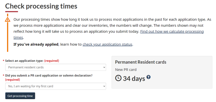 캐나다 PR card processing time 확인, CIC 연결하기 : 네이버 블로그