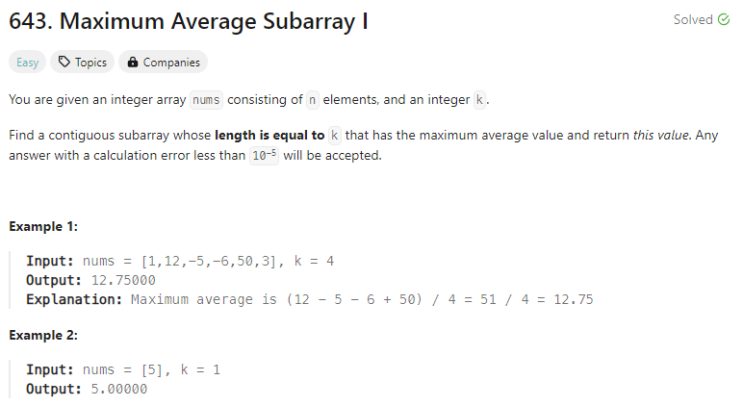 [Python] 리트코드 634. Maximum Average Subarray I (슬라이딩 윈도우) : 네이버 블로그