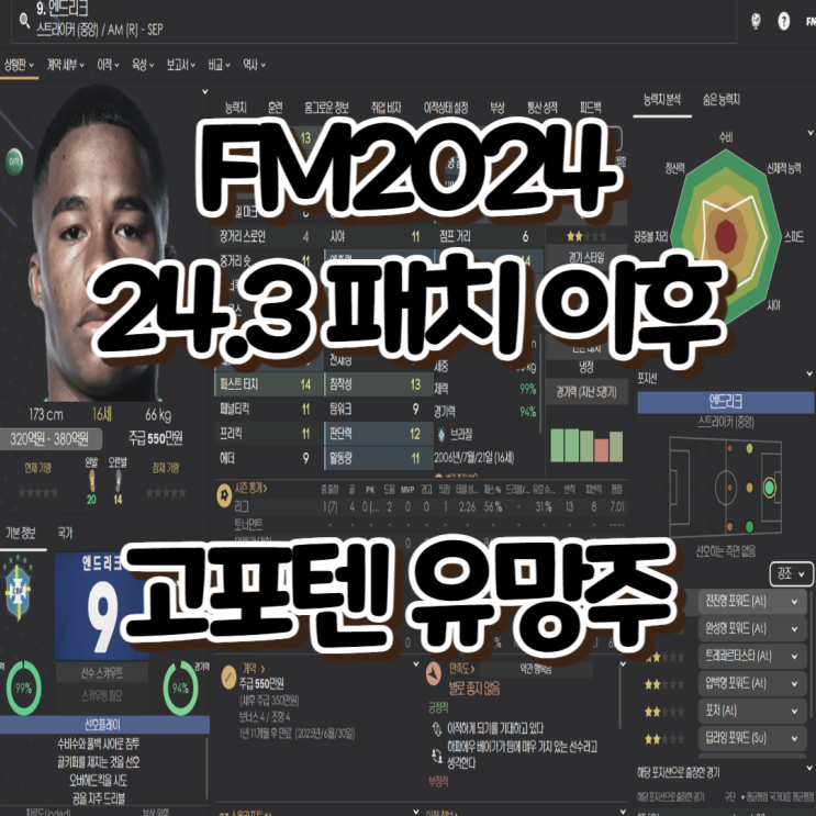 FM2024 24.3 패치 이후 고포텐 -10 ~ -9 포텐 유망주 총 정리 : 네이버 블로그