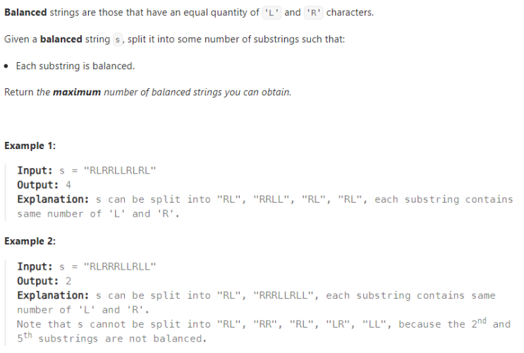 JAVA_LeetCode 1221_Split a String in Balanced Strings : 네이버 블로그