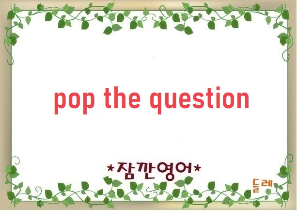 [잠깐영어] pop the question 청혼하다 구혼하다 프로포즈하다 : 네이버 블로그