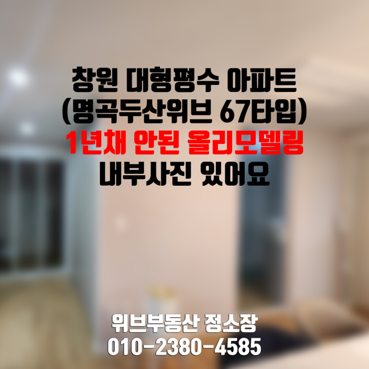 창원 대형평수 아파트를 찾는다면 명곡두산위브 올리모델링 된 매물 소개67 8억5천 내부사진 있어요 위브부동산 정소장