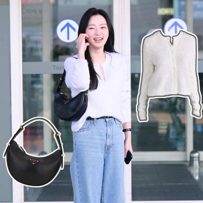 송하윤 공항패션 포상휴가 옷 가방여자 니트 가디건 리포메이션 프라다 숄더백 미니멀룩 스타일 네이버 블로그