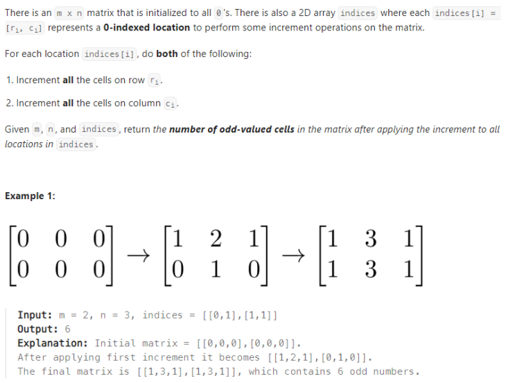 Javaleetcode 1252cells With Odd Values In A Matrix 네이버 블로그