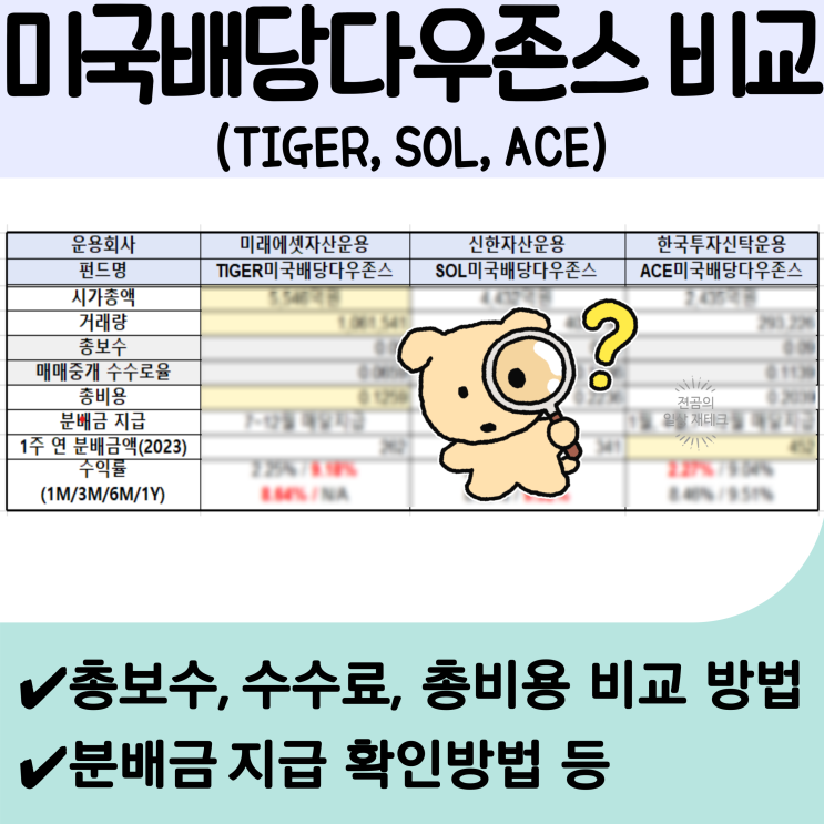 국내형 SCHD 미국배당다우존스 ETF 비교 연금저축펀드 TIGER SOL ACE 어디로 매수? : 네이버 블로그