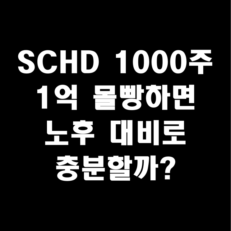 국민 배당주 SCHD 1000주, 1억 몰빵하면 노후 대비로 충분할까? : 네이버 블로그