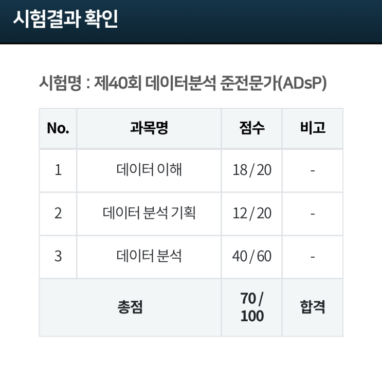 ADsP 40회 합격 / 민트책 독학 / 비전공자 노베이스 3주 / 요약본 추천 : 네이버 블로그