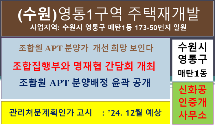수원 영통1구역 재개발지역 조합원분양가 개선을 위해 조합집행부와 명재협 의 간담회 개최 네이버 블로그