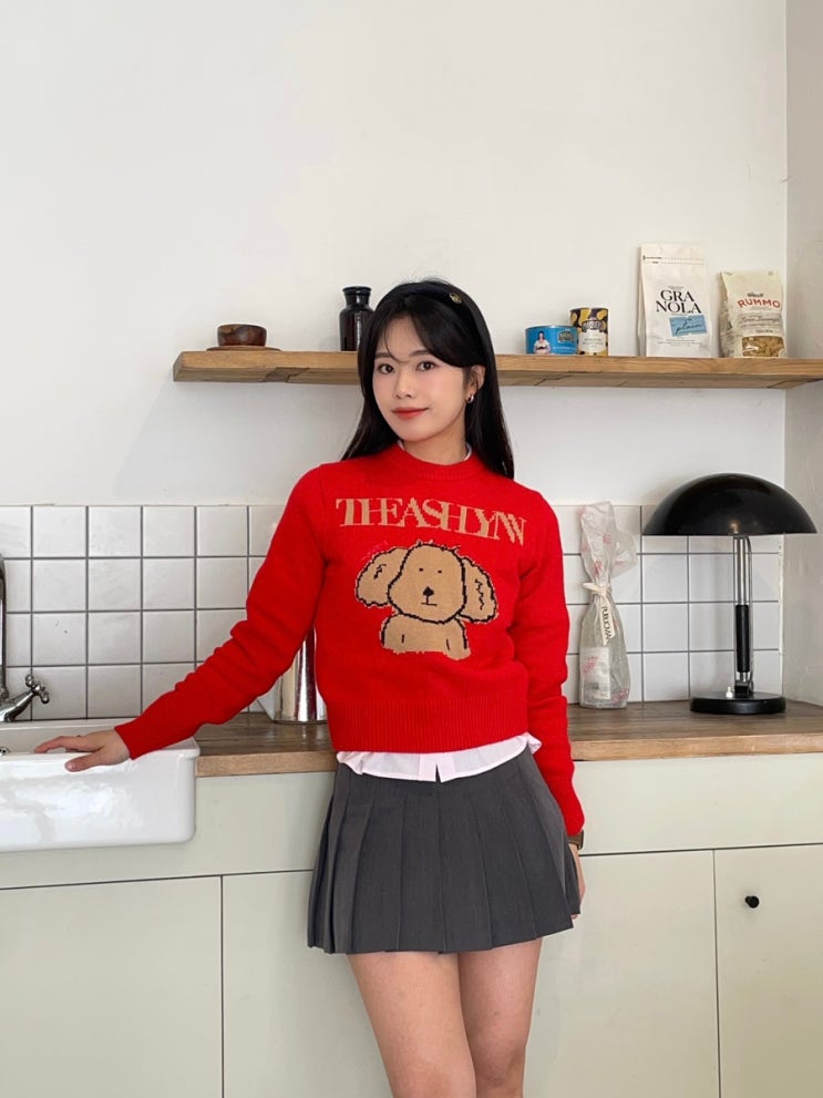 더애쉴린 PAM FINE WOOL SWEATER 여성 레드 니트 코디 : 네이버 블로그