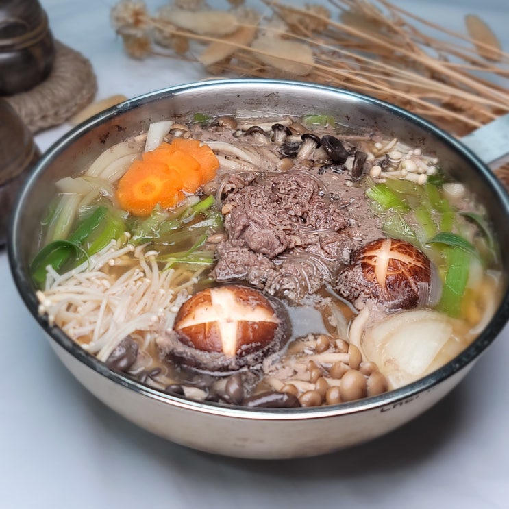 소고기 버섯전골 레시피 국간장 활용 소불고기 전골 국물 육수 만들기 네이버 블로그