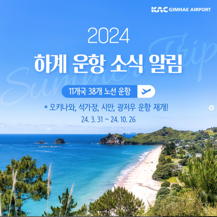 부산 김해공항 국제선 하계운항 정보 부산출발 국제선 직항11개국 38개 노선일본중국대만베트남필리핀말레이시아태국