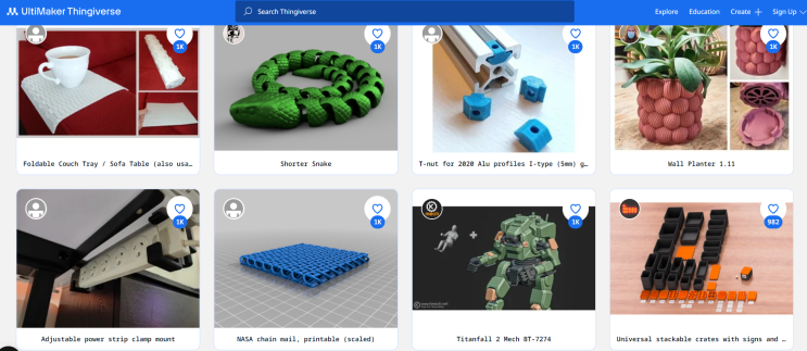 3D 프린터 출력용 자료(STL 파일) 무료 공유 사이트 - 싱기버스(Thingiverse) : 네이버 블로그