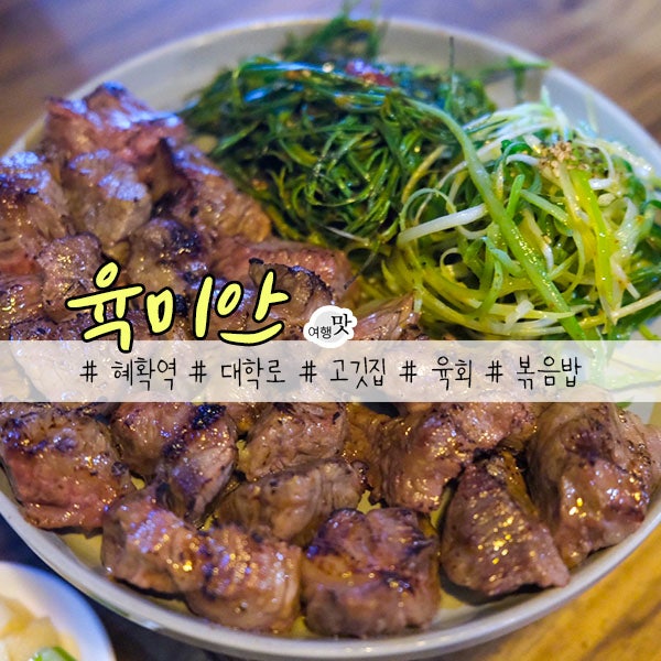 혜화역 육미안 맛있게 다 구워서 산처럼 내주는 대학로 고깃집 맛집 네이버 블로그