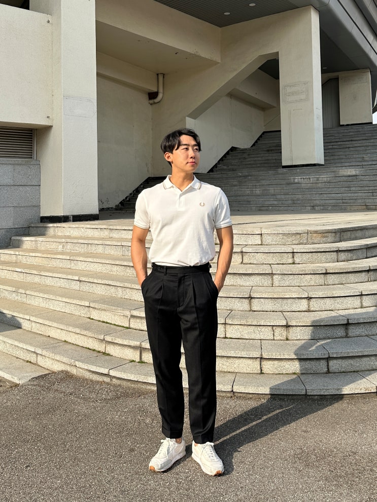프레드페리 남자카라티 슬랙스 코디 댄디룩 필수템이죠 네이버 블로그