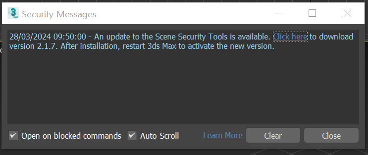 3ds max 팝업 Security Messages / Scene Security Tools : 네이버 블로그