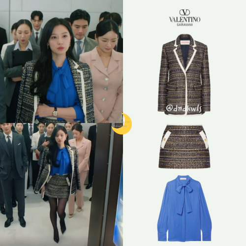 눈물의 여왕 7회 김지원패션 발렌티노 트위드 자켓 미니스커트 셋업 And 블루 셔츠 옷코디 네이버 블로그