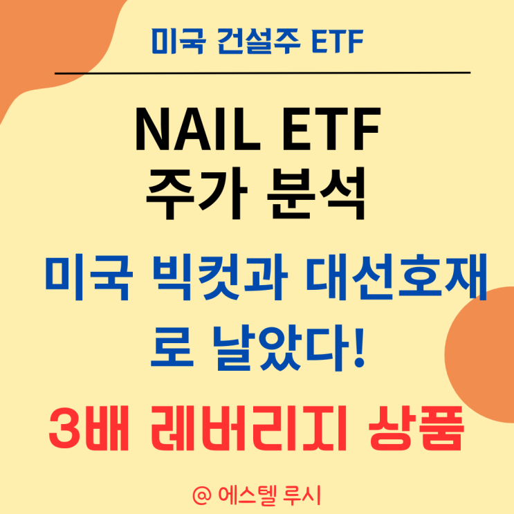 미국 건설주 NAIL ETF 주가 분석 : 미국 빅컷과 대선 호재로 날았다 : 네이버 블로그