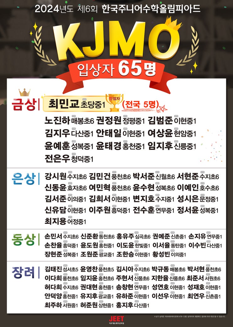 2024 제6회 한국주니어수학올림피아드 KJMO 입상 : 네이버 블로그
