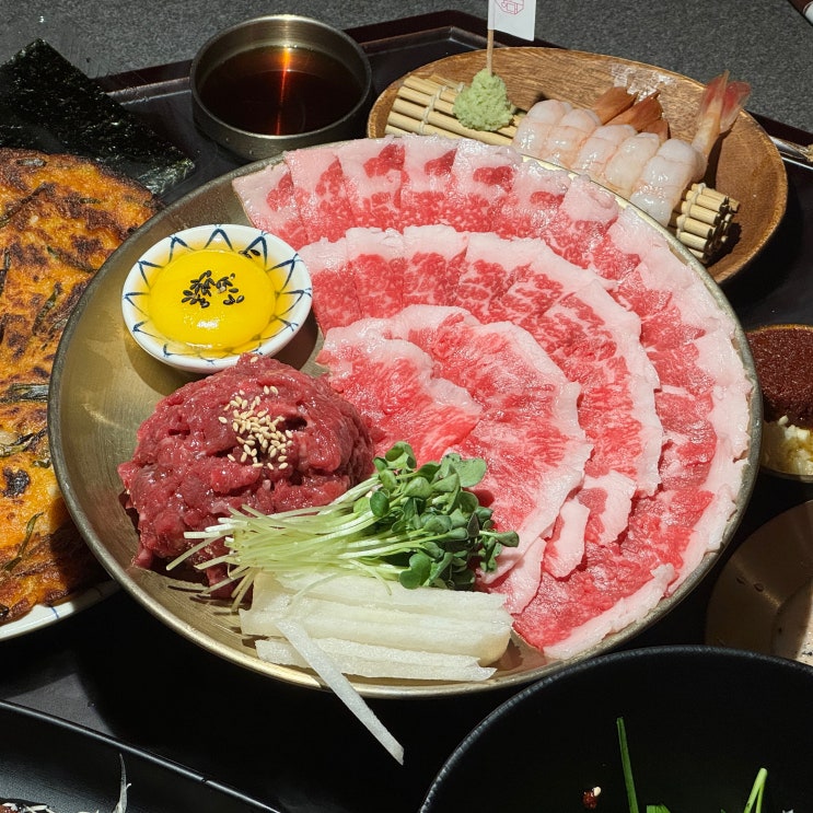 부산 광안리 밥집 • 소중대 푸짐하고 알찬 차돌사시미 And 한우 육회 한상 차림 네이버 블로그