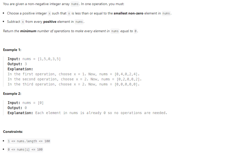 JAVA_LeetCode 2357_Make Array Zero by Subtracting Equal Amounts : 네이버 블로그