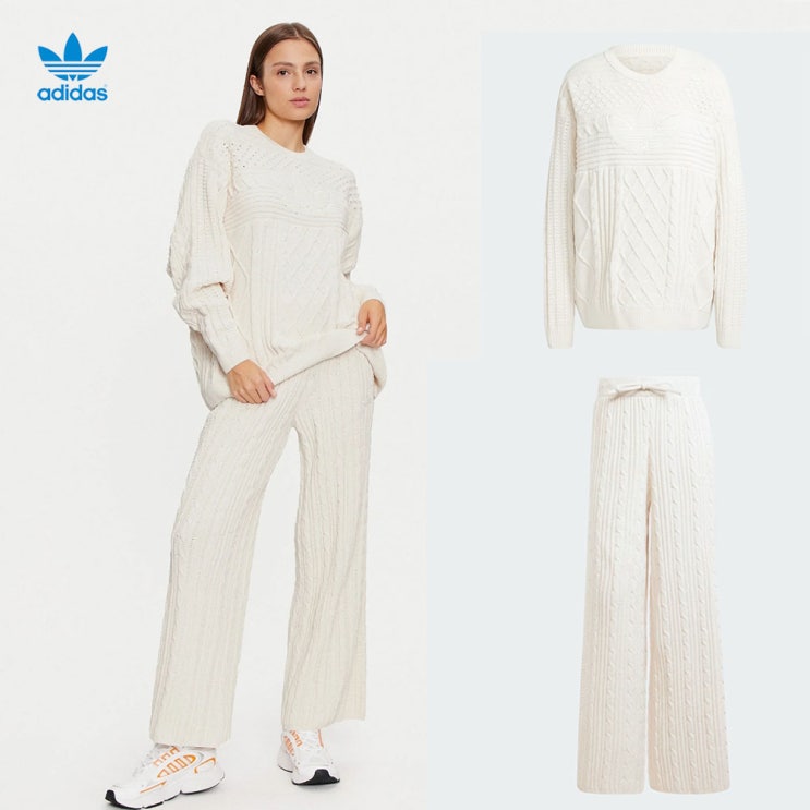 (W)아디다스 70s 니트 스웨터 앤 조거 팬츠 원더 화이트 adidas 70s Sweater & Joggers JN7658 ...