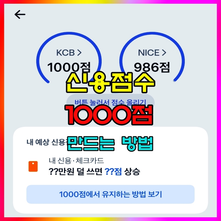 KCB 신용점수 1000점 올리고 유지·관리 방법 : 네이버 블로그