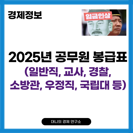 2025년 공무원 봉급표 호봉표 일반직 교사 경찰 소방공무원 우정직 국립대 교원 등 공무원 임금 인상 적용 정보