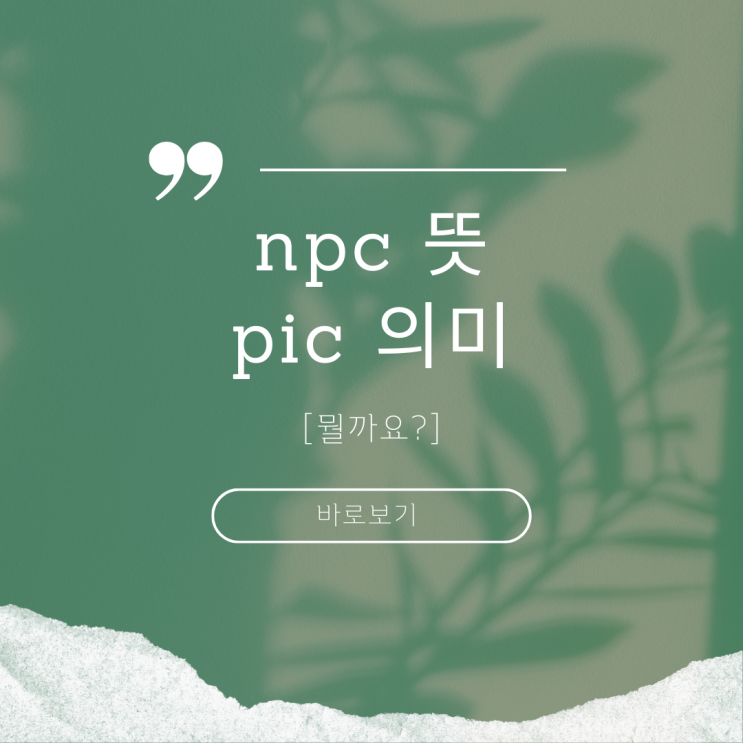 npc 뜻 및 pic 의미 자주 들어본 줄임말 풀이 : 네이버 블로그
