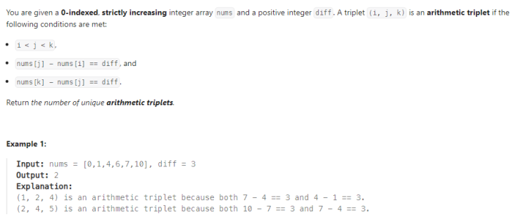 JAVA_LeetCode 2367_Number of Arithmetic Triplets : 네이버 블로그