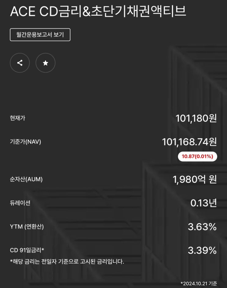 ACE CD금리&초단기채권액티브 : 파킹형 ETF : 네이버 블로그