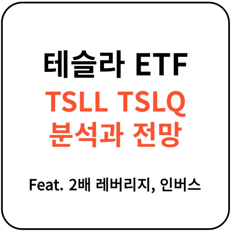 TSLL TSLQ 테슬라 2배 레버리지, 인버스 ETF 분석과 전망 (Feat. 수수료) : 네이버 블로그